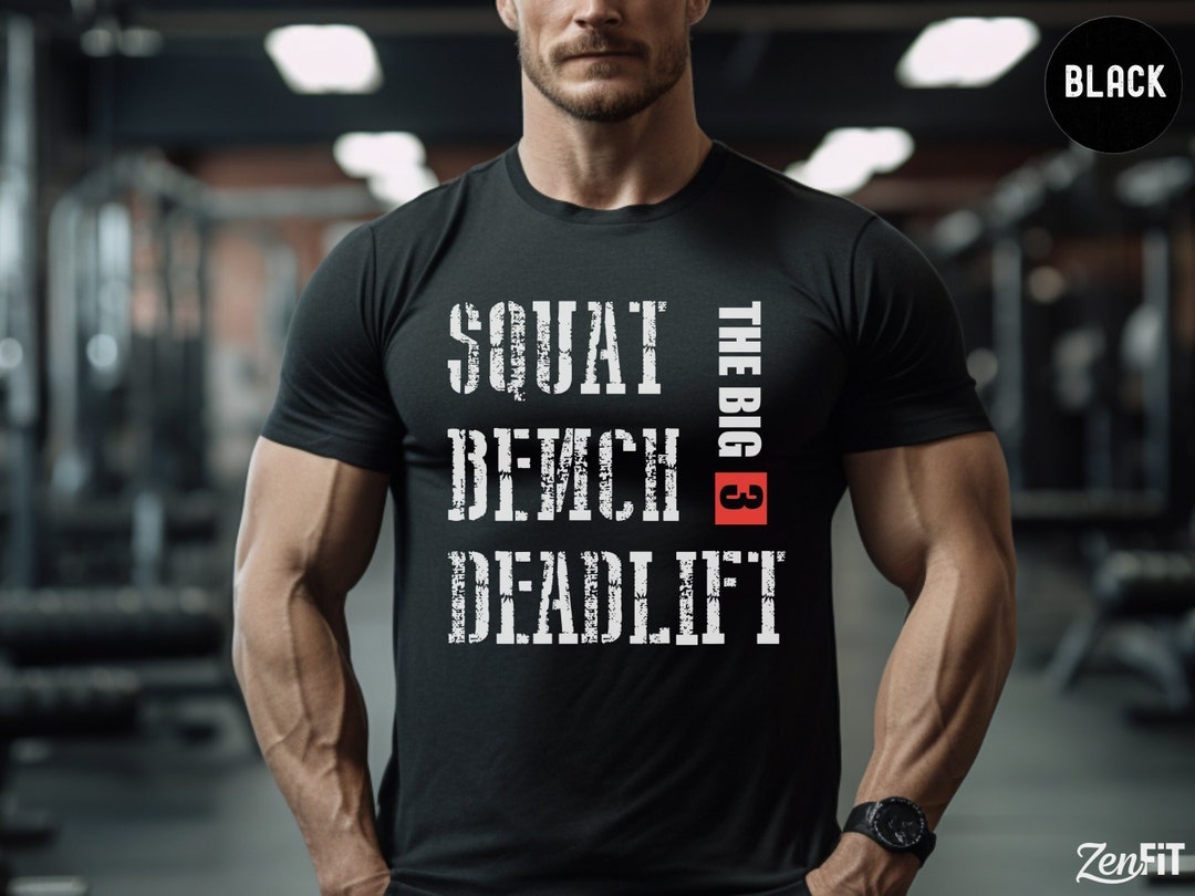 Mens Weightlifting T-shirt, Squat Bench Deadlift, Gym Shirt for Men ...