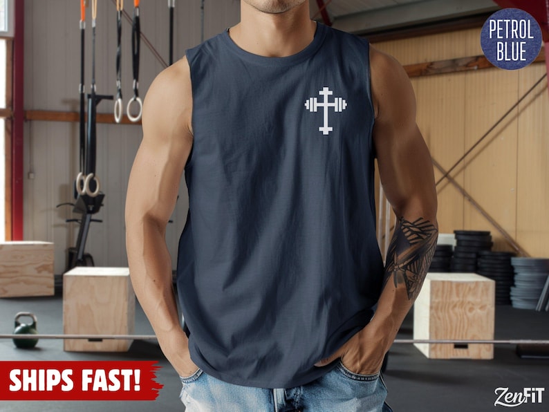 Barbell Cross Tank Top, Christian Men: 100% Cotton XS-3XL - Etsy