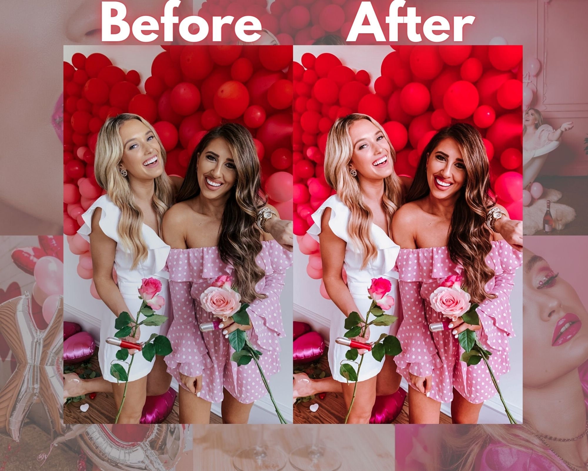 5 Pink Val Lightroom Mobile & Desktop Presets Valentine Pink Love ...