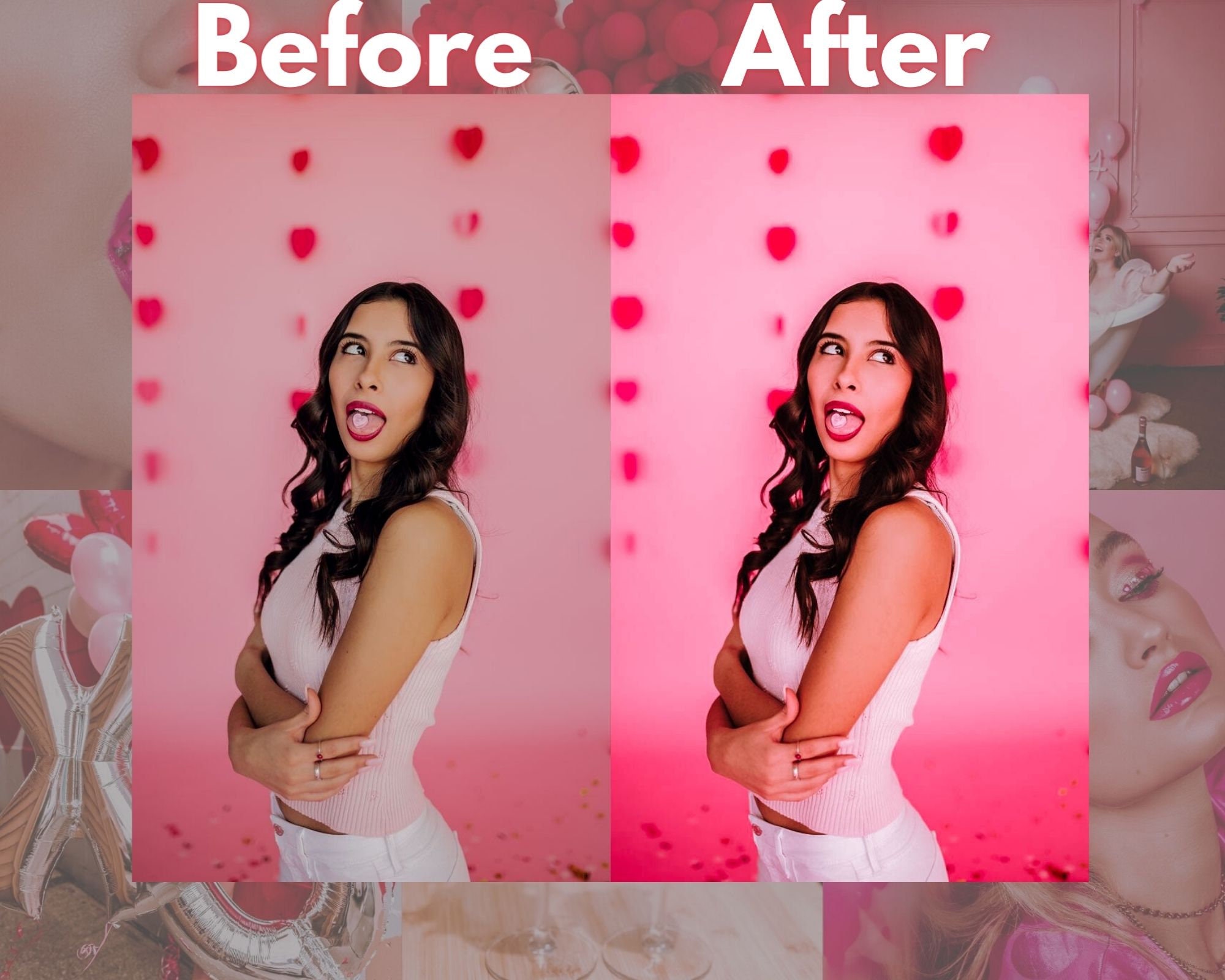 5 Pink Val Lightroom Mobile & Desktop Presets Valentine Pink Love ...