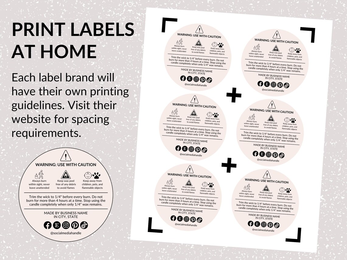 Editable Candle Warning Label Template, Candle Warning Template Canva ...