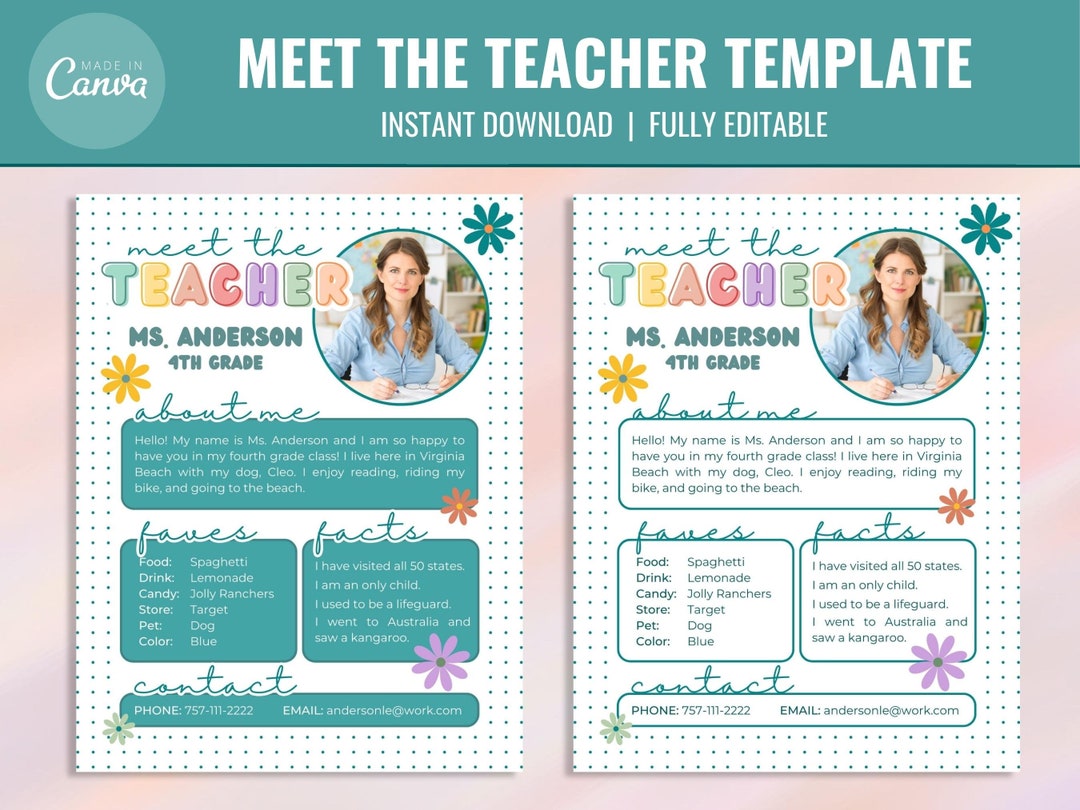 Meet the Teacher Template, Editable Meet the Teacher Boho Groovy ...