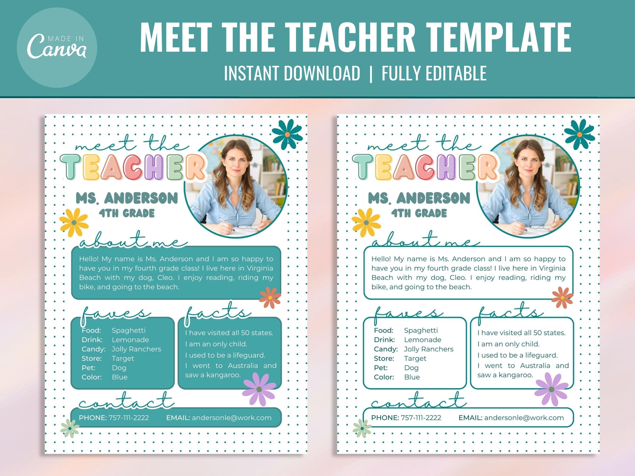 Meet the Teacher Template, Editable Meet the Teacher Boho Groovy ...