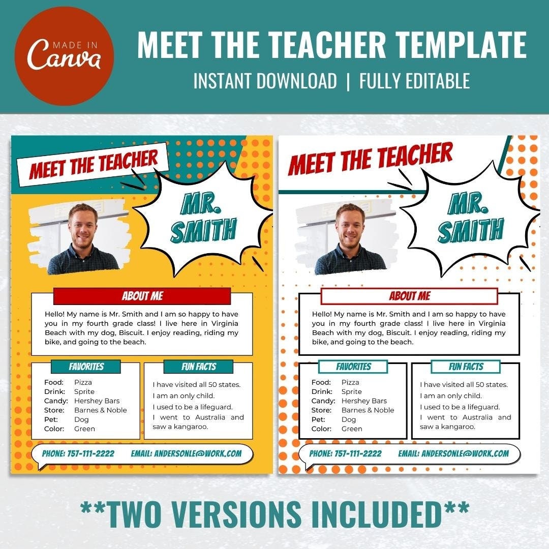 Superhero Male Meet the Teacher Template, Editable Printable Canva ...