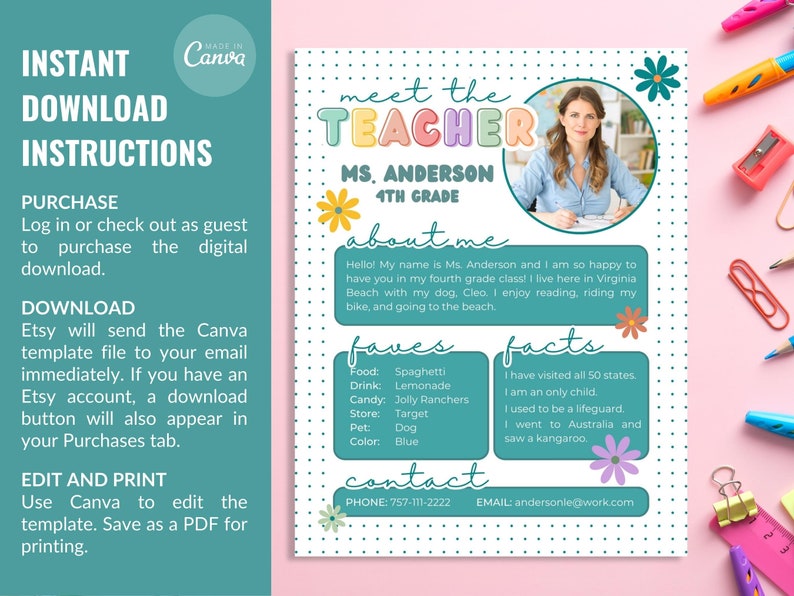 Meet the Teacher Template, Editable Meet the Teacher Boho Groovy ...