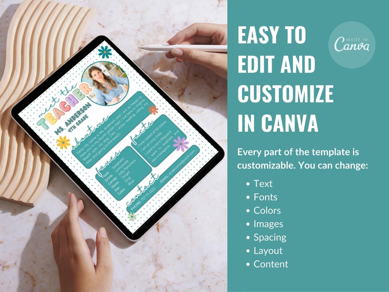 Meet the Teacher Template, Editable Meet the Teacher Boho Groovy ...