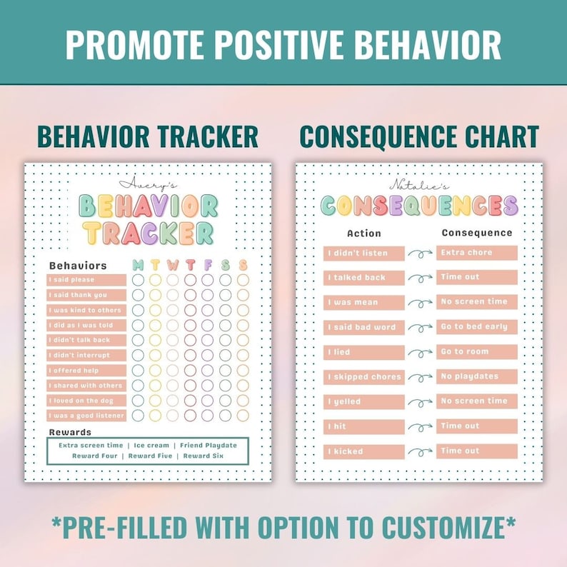 Editable Kids Chore Chart Bundle, Reward Bucks, Allowance Tracker ...