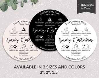 Editable Candle Warning Label Template, Candle Warning Template Canva ...