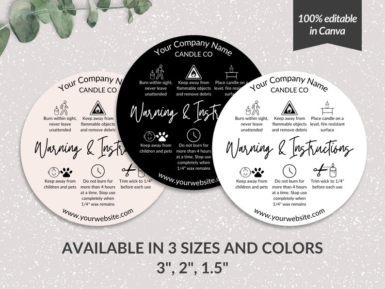 Editable Candle Warning Label Template, Candle Warning Template Canva ...