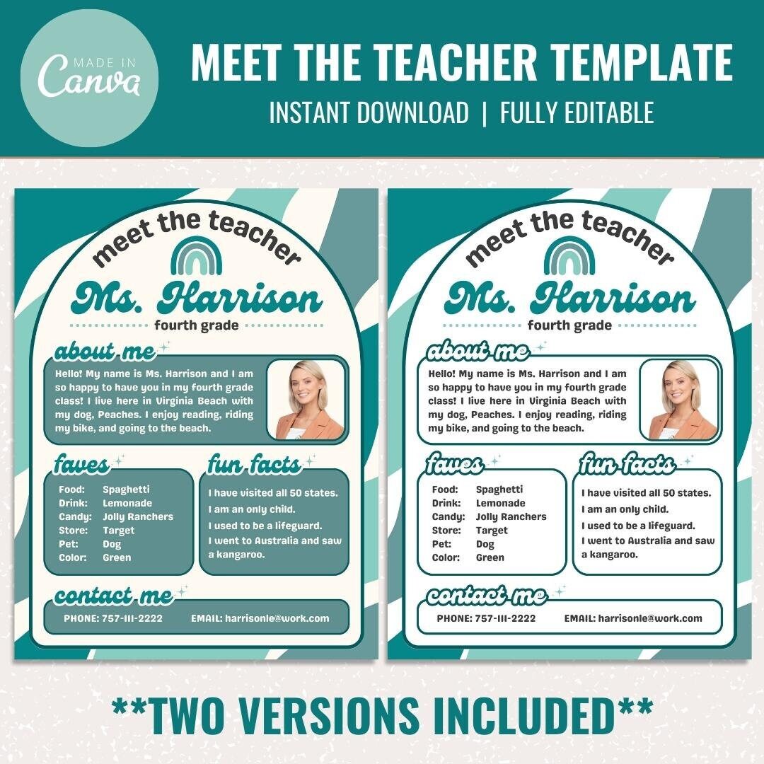 Groovy Boho Meet the Teacher Template, Retro Canva Editable Template ...
