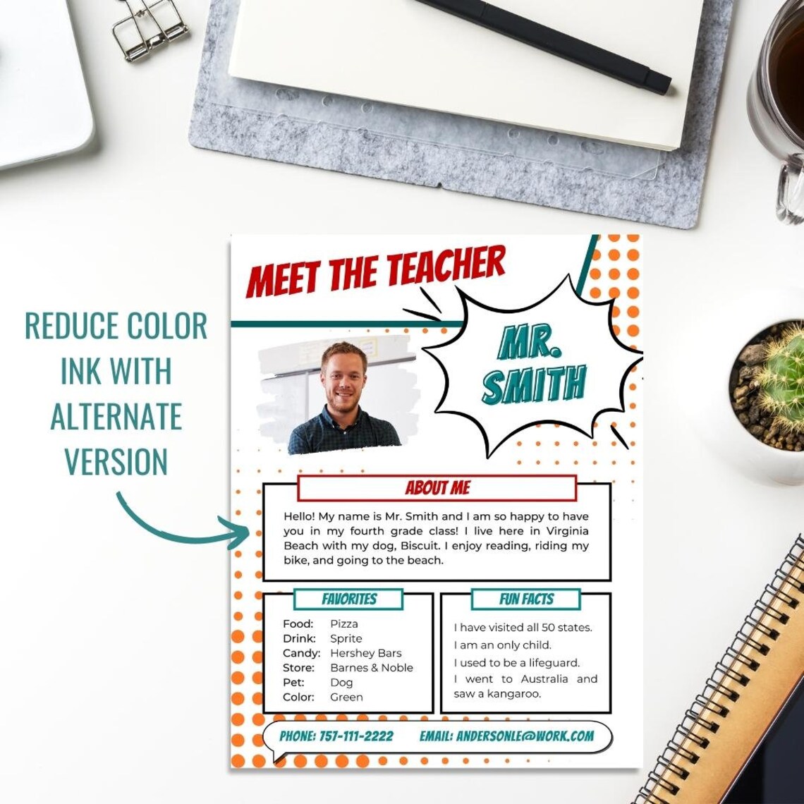 Superhero Male Meet the Teacher Template, Editable Printable Canva ...
