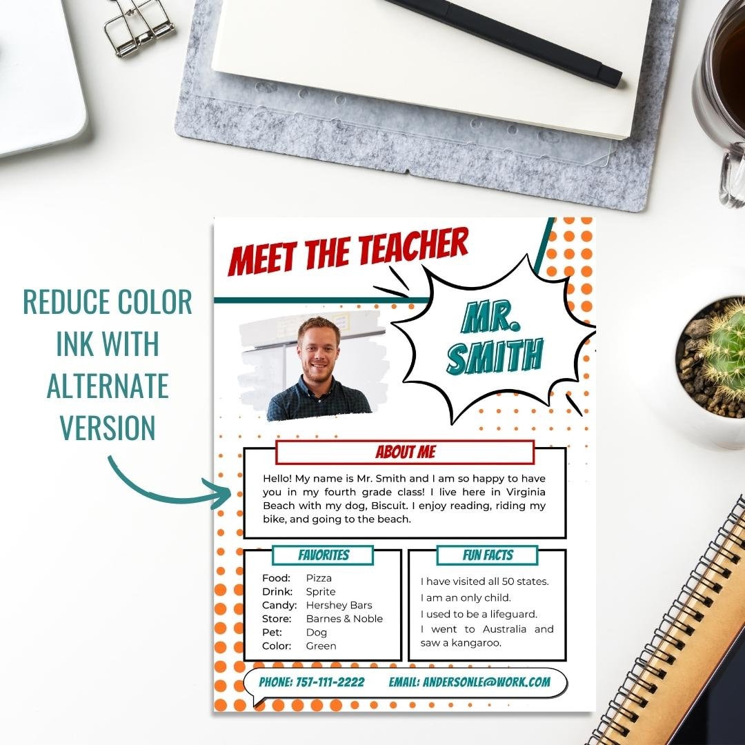 Superhero Male Meet the Teacher Template, Editable Printable Canva ...