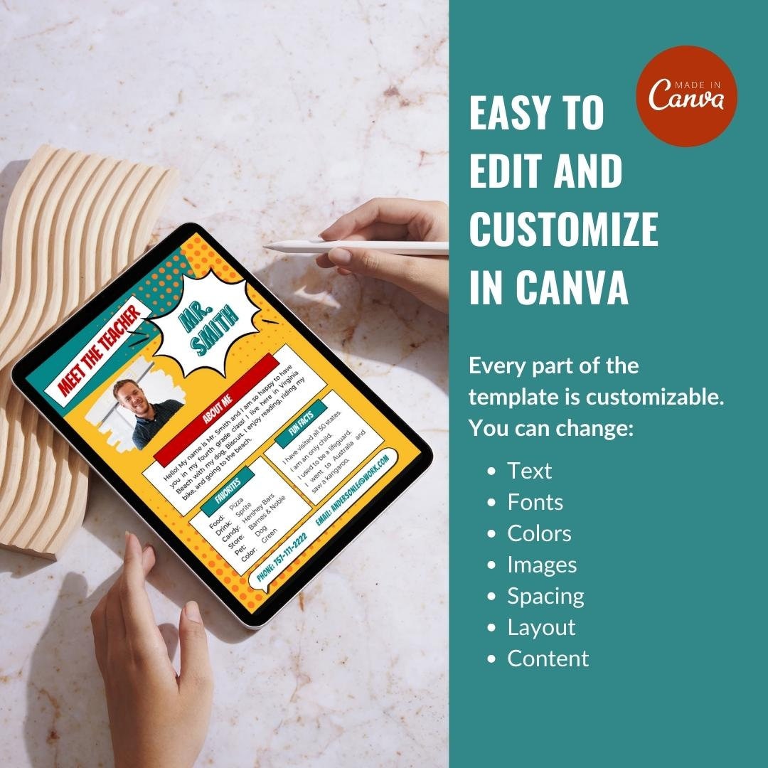 Superhero Male Meet the Teacher Template, Editable Printable Canva ...