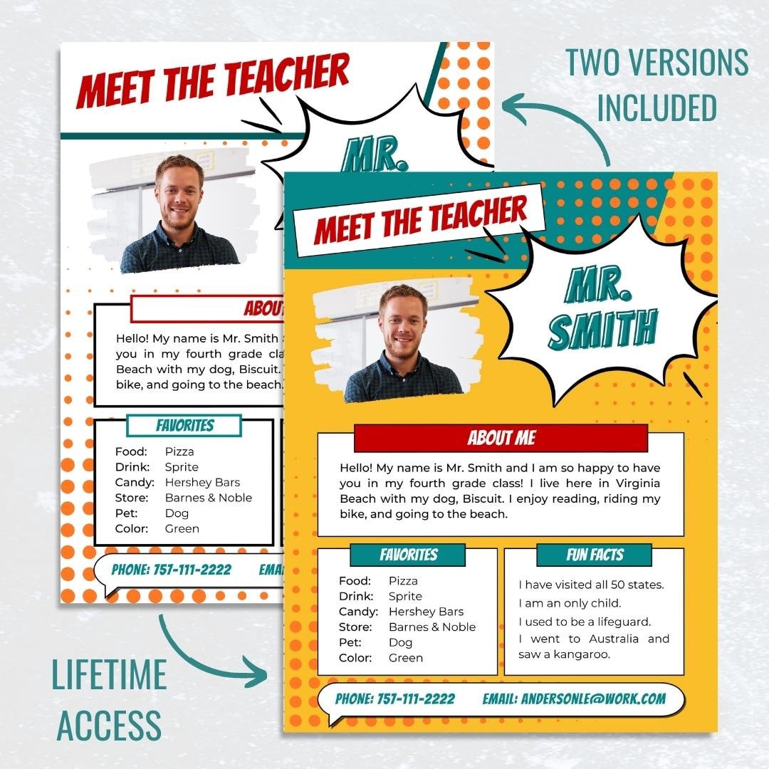 Superhero Male Meet the Teacher Template, Editable Printable Canva ...