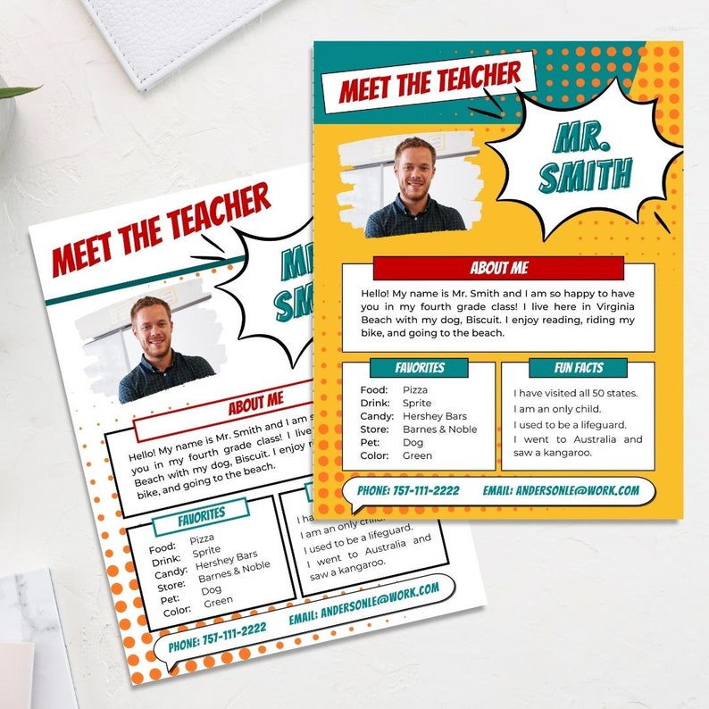 Superhero Male Meet the Teacher Template, Editable Printable Canva ...
