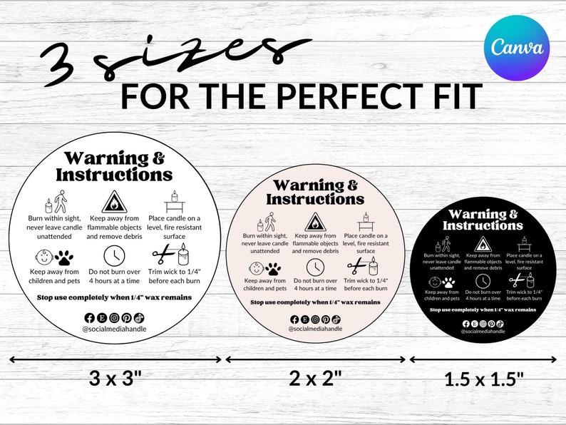 Editable Candle Warning Label Template, Candle Warning Template Canva ...