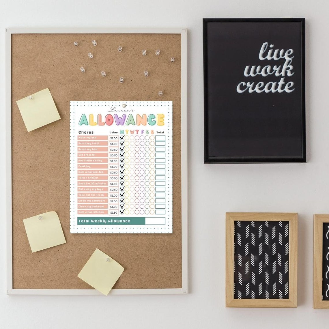 Editable Allowance Chore Chart for Kids, Printable Allowance Tracker ...