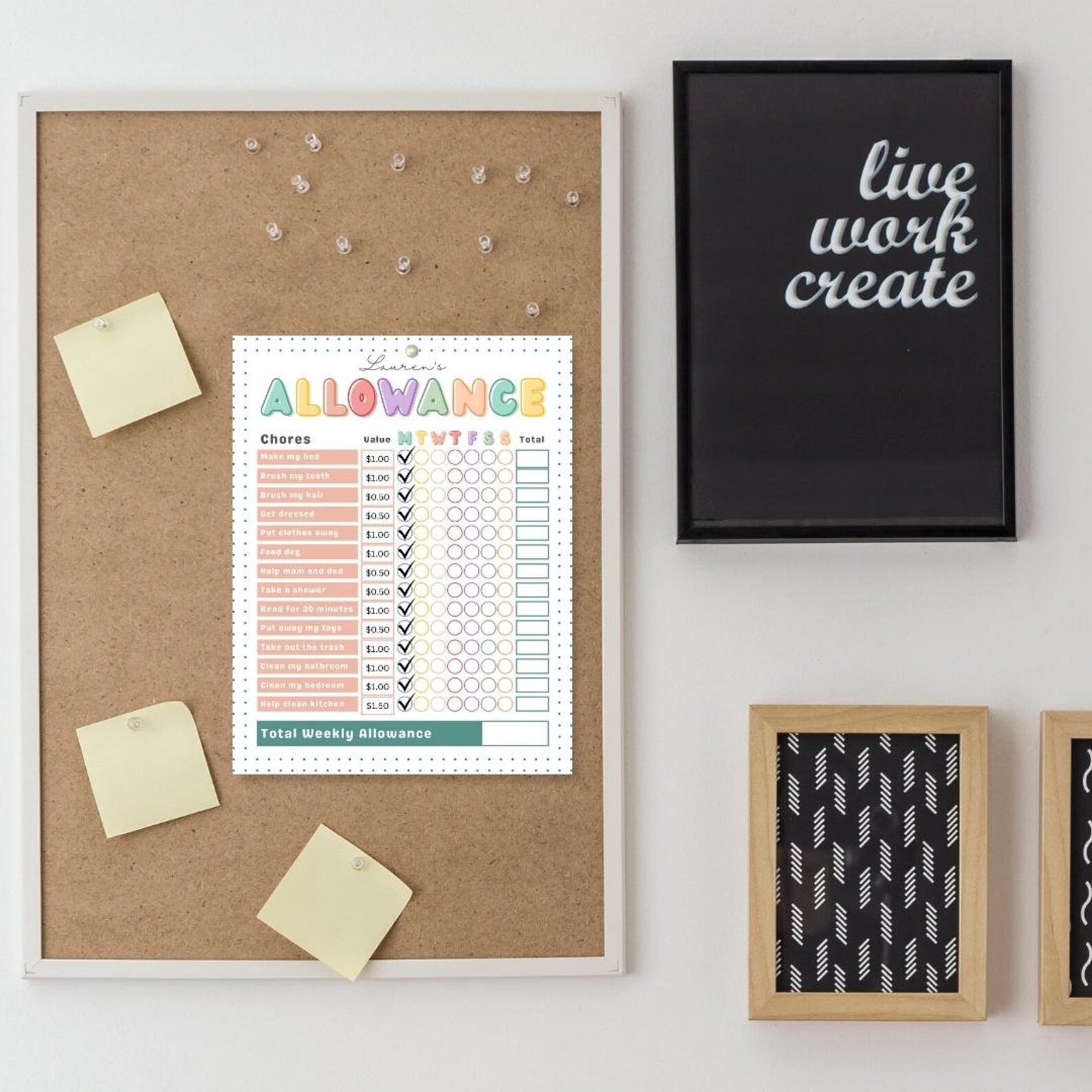 Editable Allowance Chore Chart for Kids, Printable Allowance Tracker ...