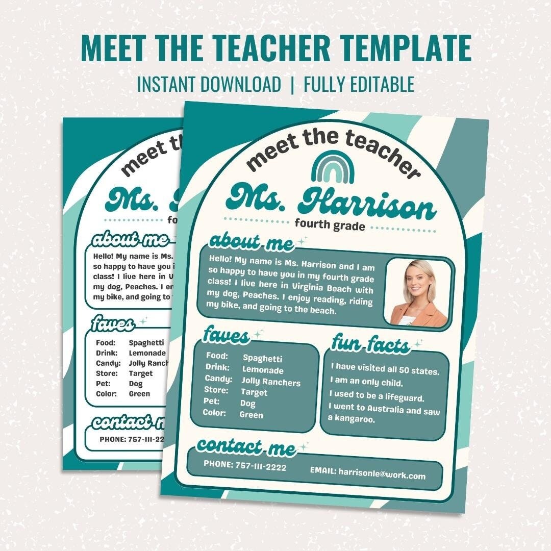 Groovy Boho Meet the Teacher Template, Retro Canva Editable Template ...