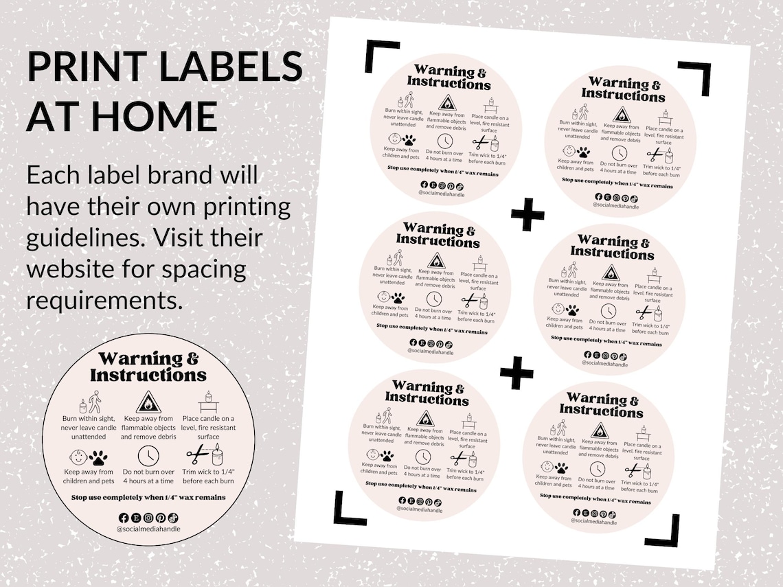 Editable Candle Warning Label Template, Candle Warning Template Canva ...
