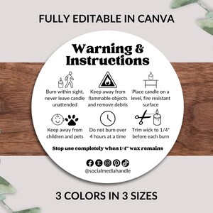 Editable Candle Warning Label Template, Candle Warning Template Canva ...