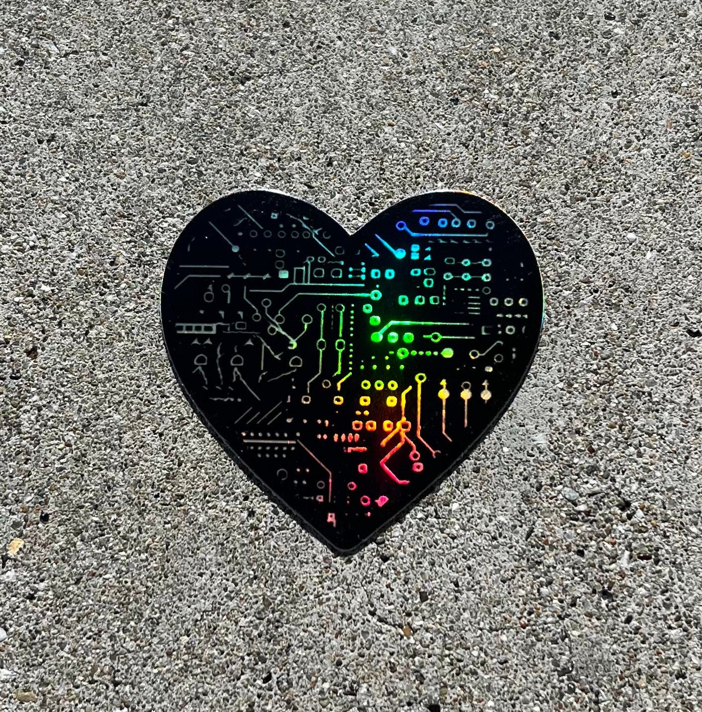Holographic Circuit Heart Sticker: Tech Engineer Gift - Etsy