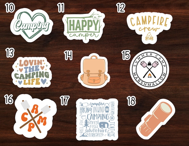 Camping Stickers | Summer Stickers | Camp Gift | Water Bottle Stickers ...