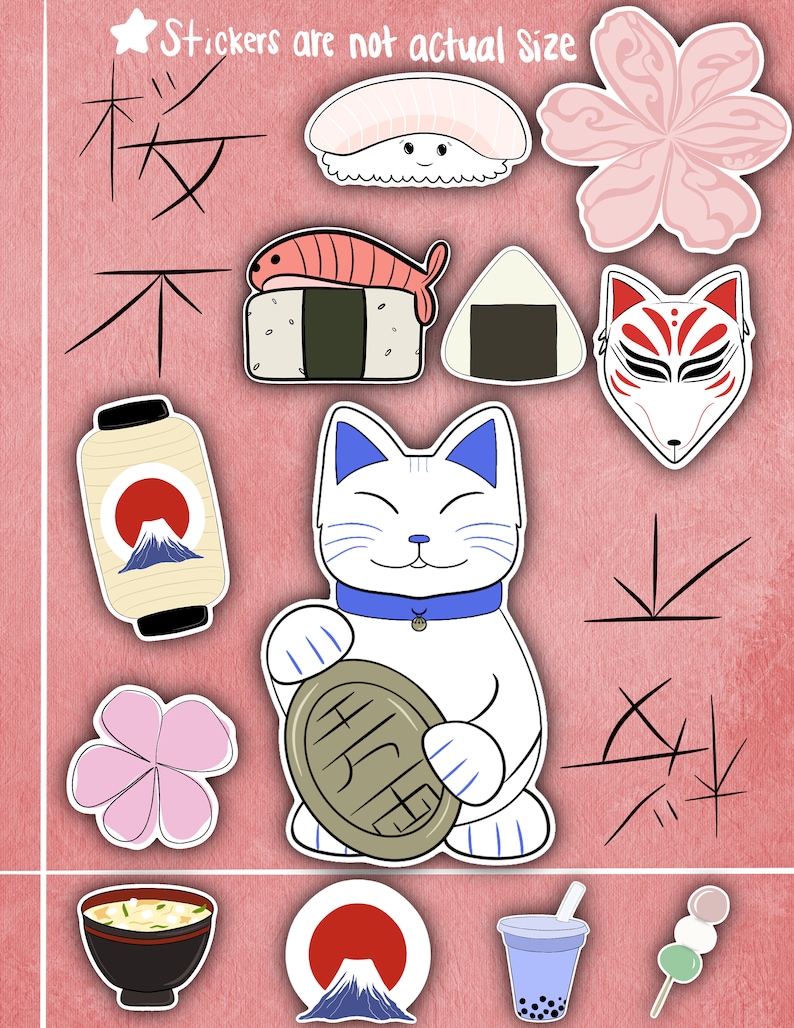Japan Inspired Sticker Bundle - Etsy