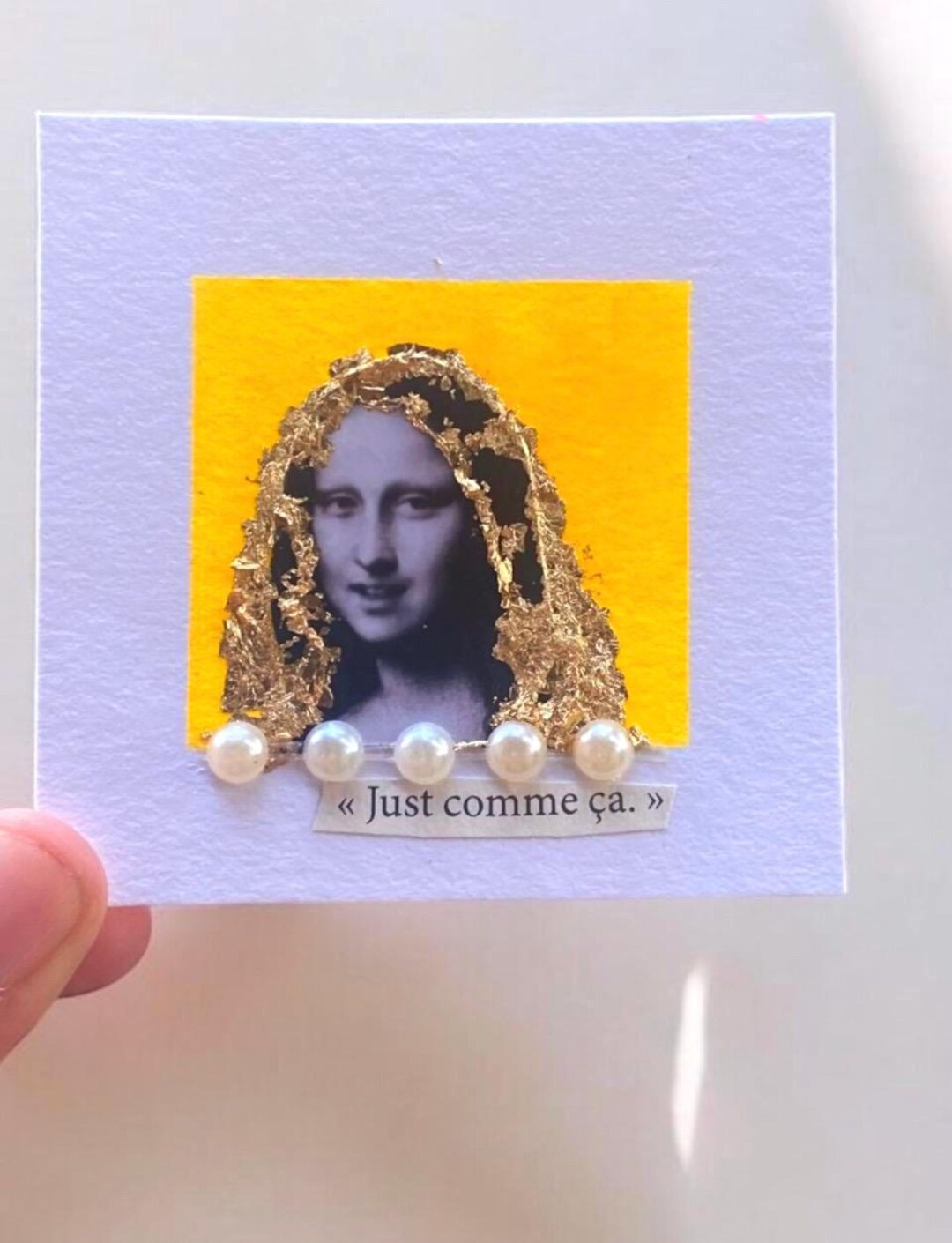 Miniature La Joconde Artwork With Gold Leaf Details on 7.5x7.5cm Paper ...