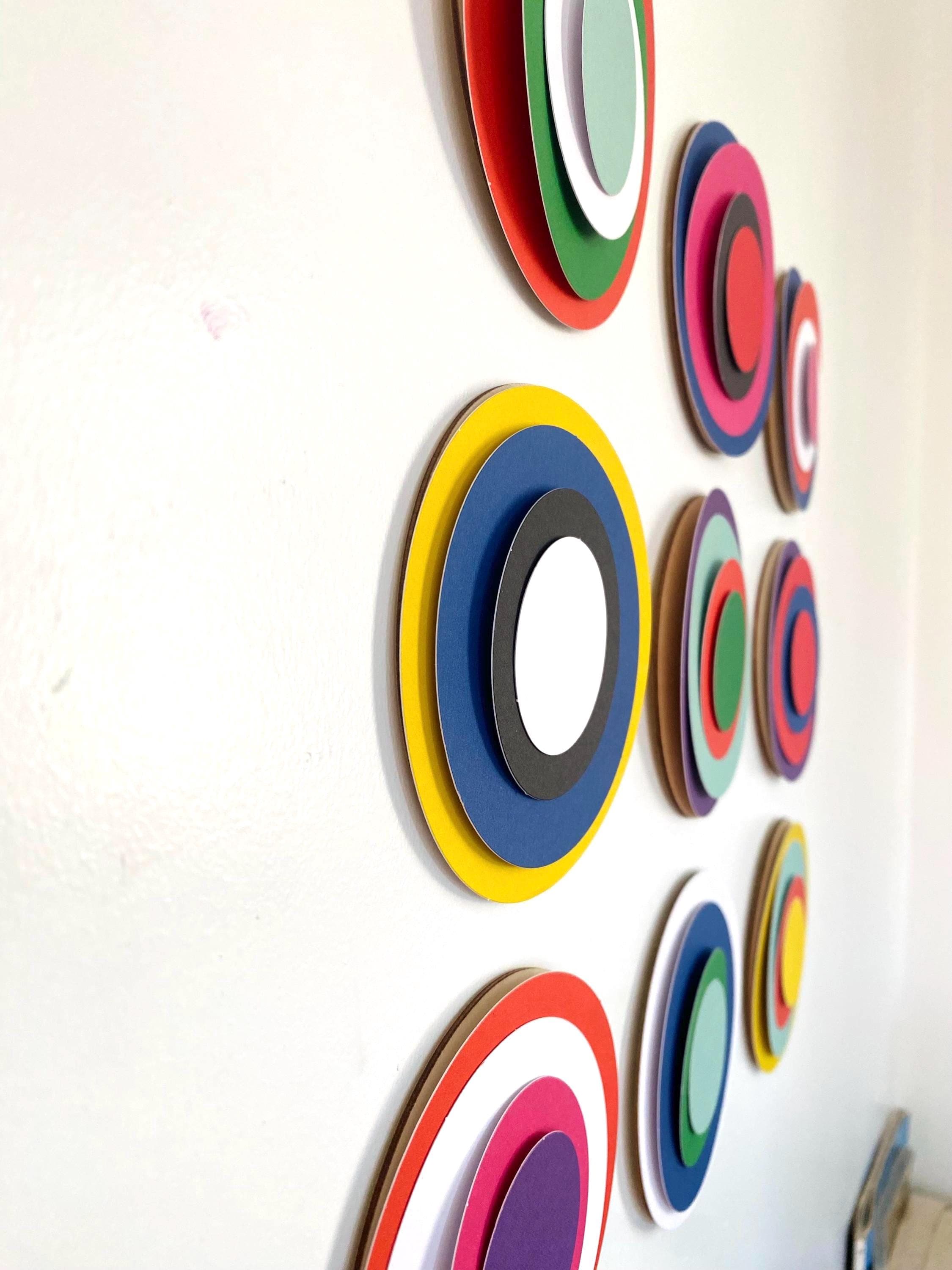 Colorful 3D Circle Wall Art - Modern Geometric Paper Art, Set of 9 - Etsy