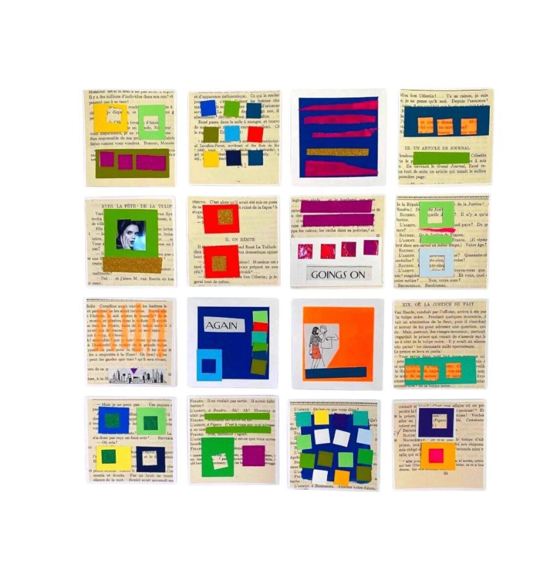 Geometric Mini Collage Art Set: Colorful Abstract Wall Decor - Etsy