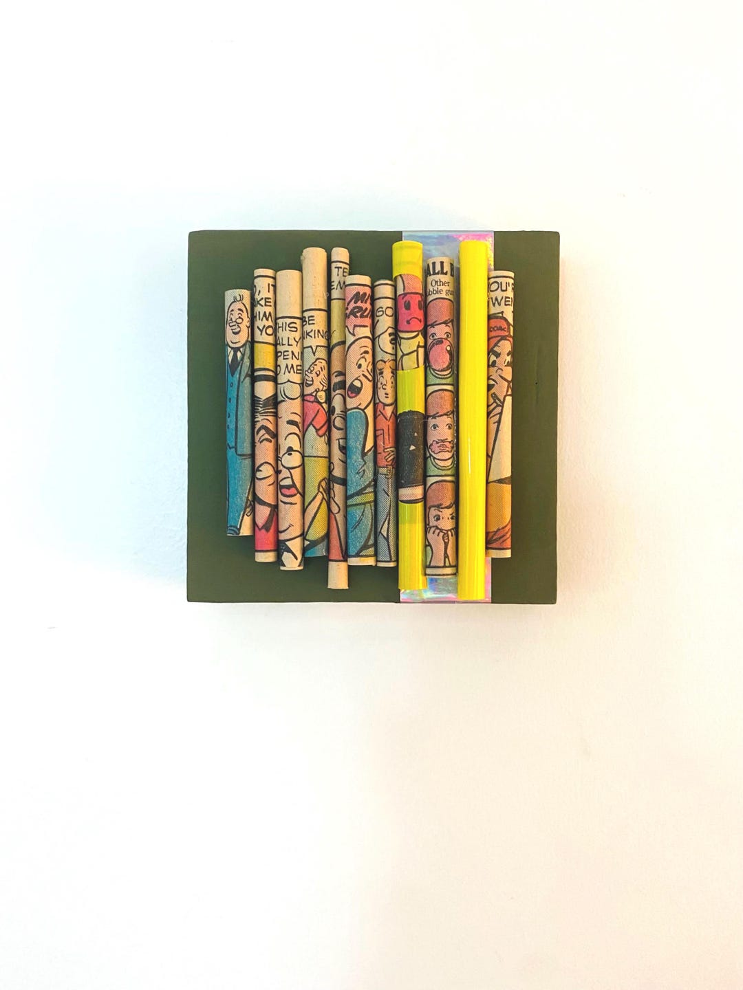Handmade Recycled Comic Book Collage – Pop Art Decor (10x10 Cm) - Etsy