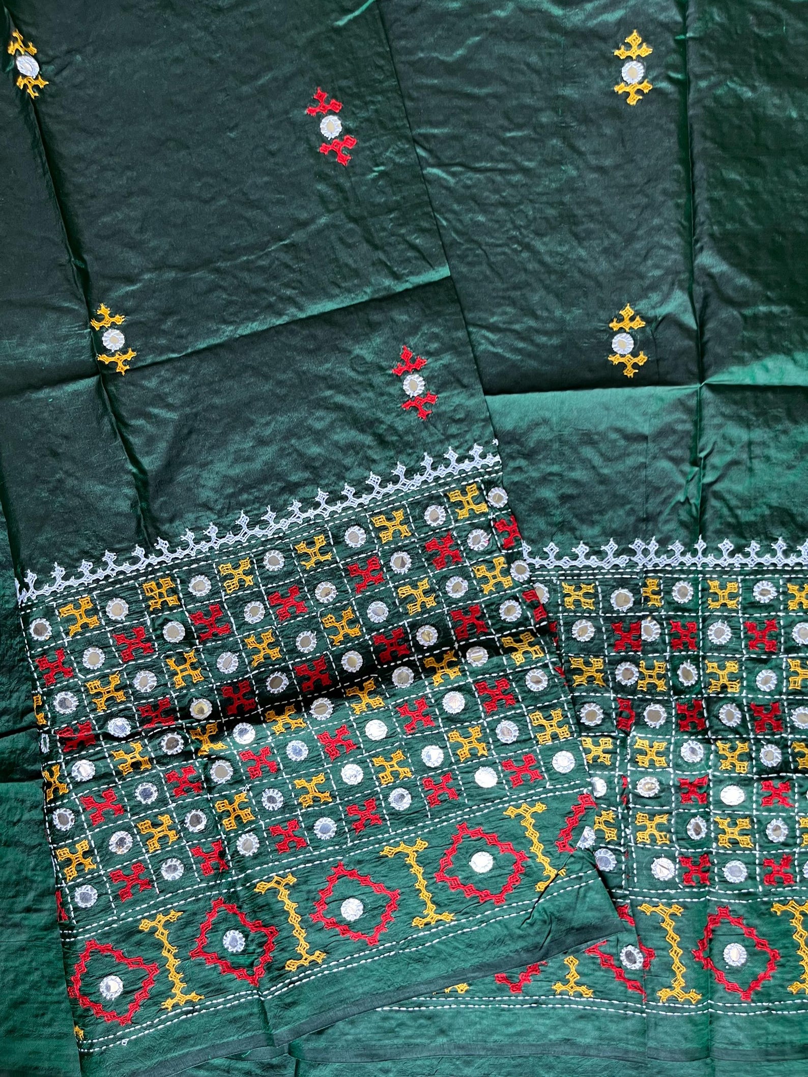 Gujarati Grace Embroidered Kutch Stitch Saree in Pure Tasar Silk for ...