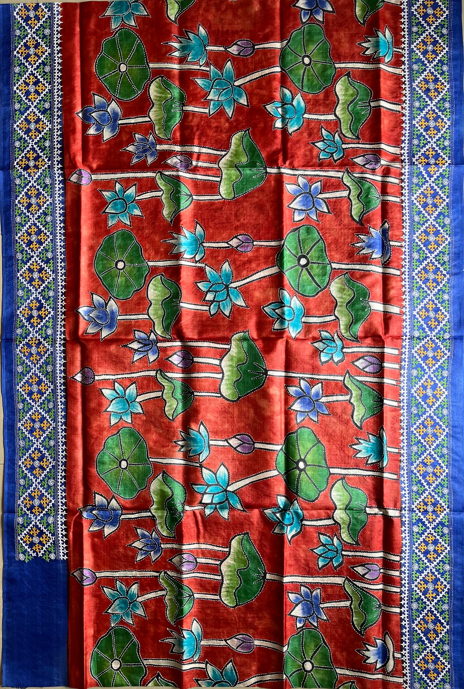 Gujarati Grace Embroidered Kutch Stitch Saree in Pure Tasar Silk for ...