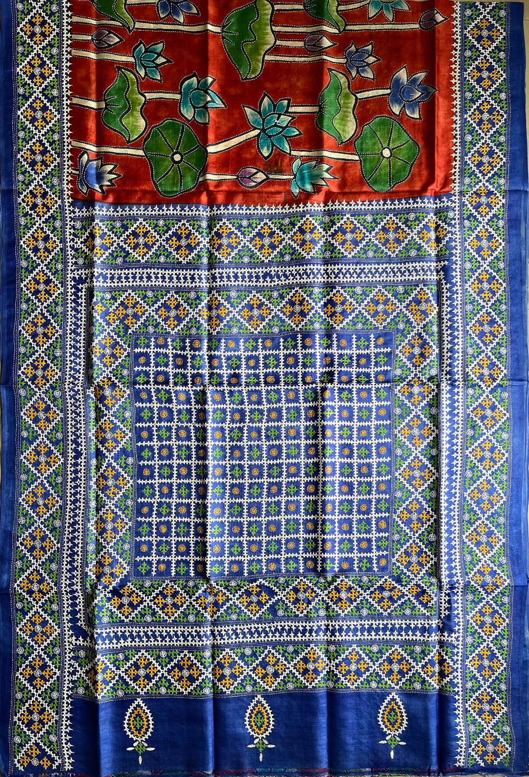 Gujarati Grace Embroidered Kutch Stitch Saree in Pure Tasar Silk for ...