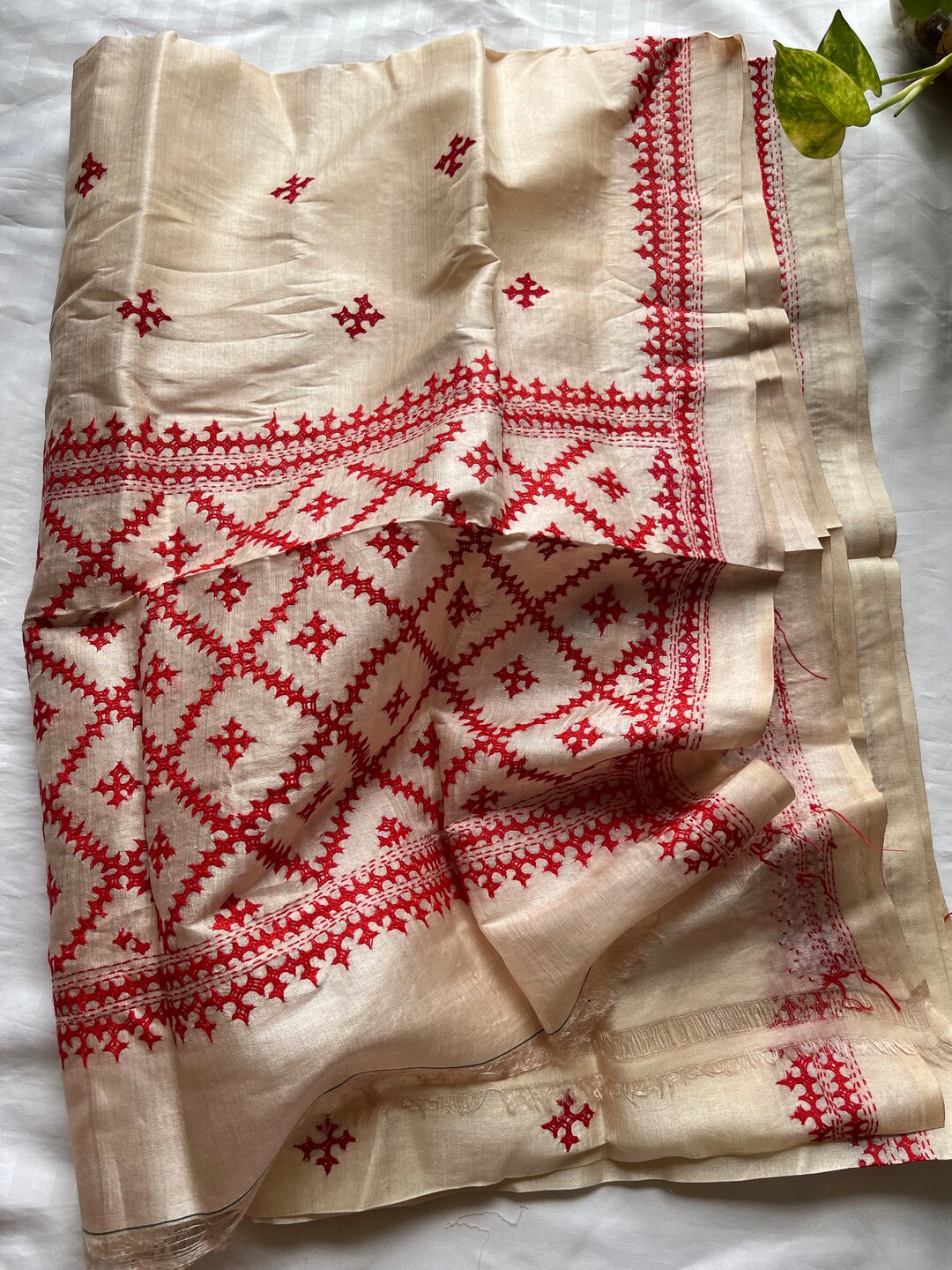 Hand Embroidered Kutch Stitch Pure Silk Dupatta Pure Tusshar - Etsy