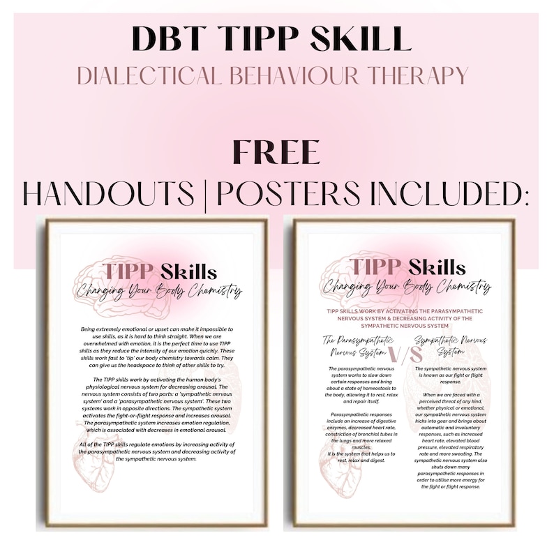 DBT TIPP Skill Posters | Handouts | Worksheets | Distress Tolerance ...