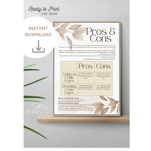 Pros & Cons Poster Worksheet DBT Dialectical Behaviour Therapy Distress ...