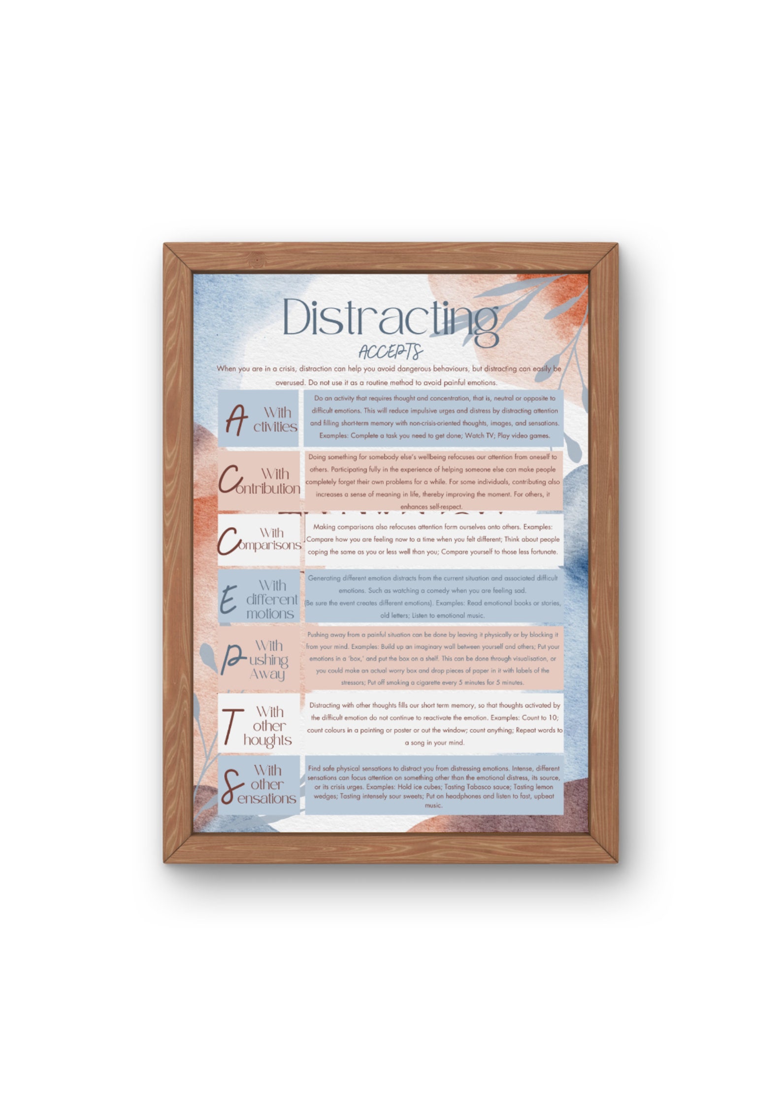 DBT ACCEPTS: Distracting | Distress Tolerance | Crisis Survival Skill ...