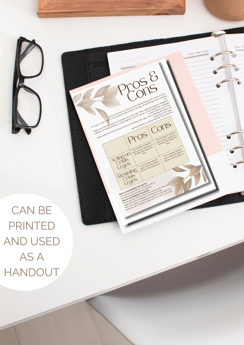 Pros & Cons Poster Worksheet DBT Dialectical Behaviour Therapy Distress ...