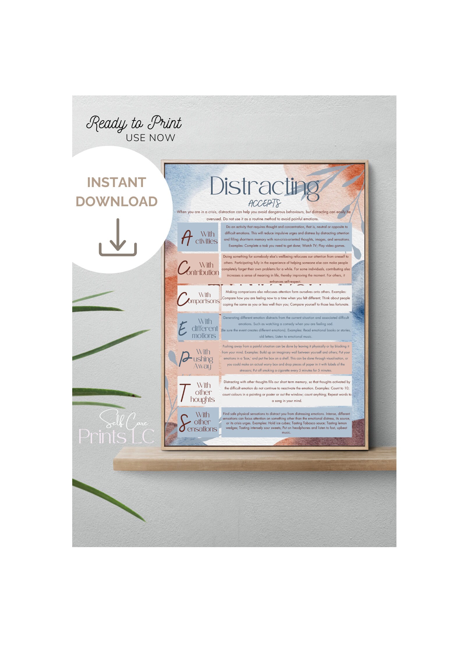 DBT ACCEPTS: Distracting Distress Tolerance Crisis - Etsy