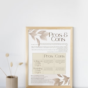 Pros & Cons Poster Worksheet DBT Dialectical Behaviour - Etsy UK
