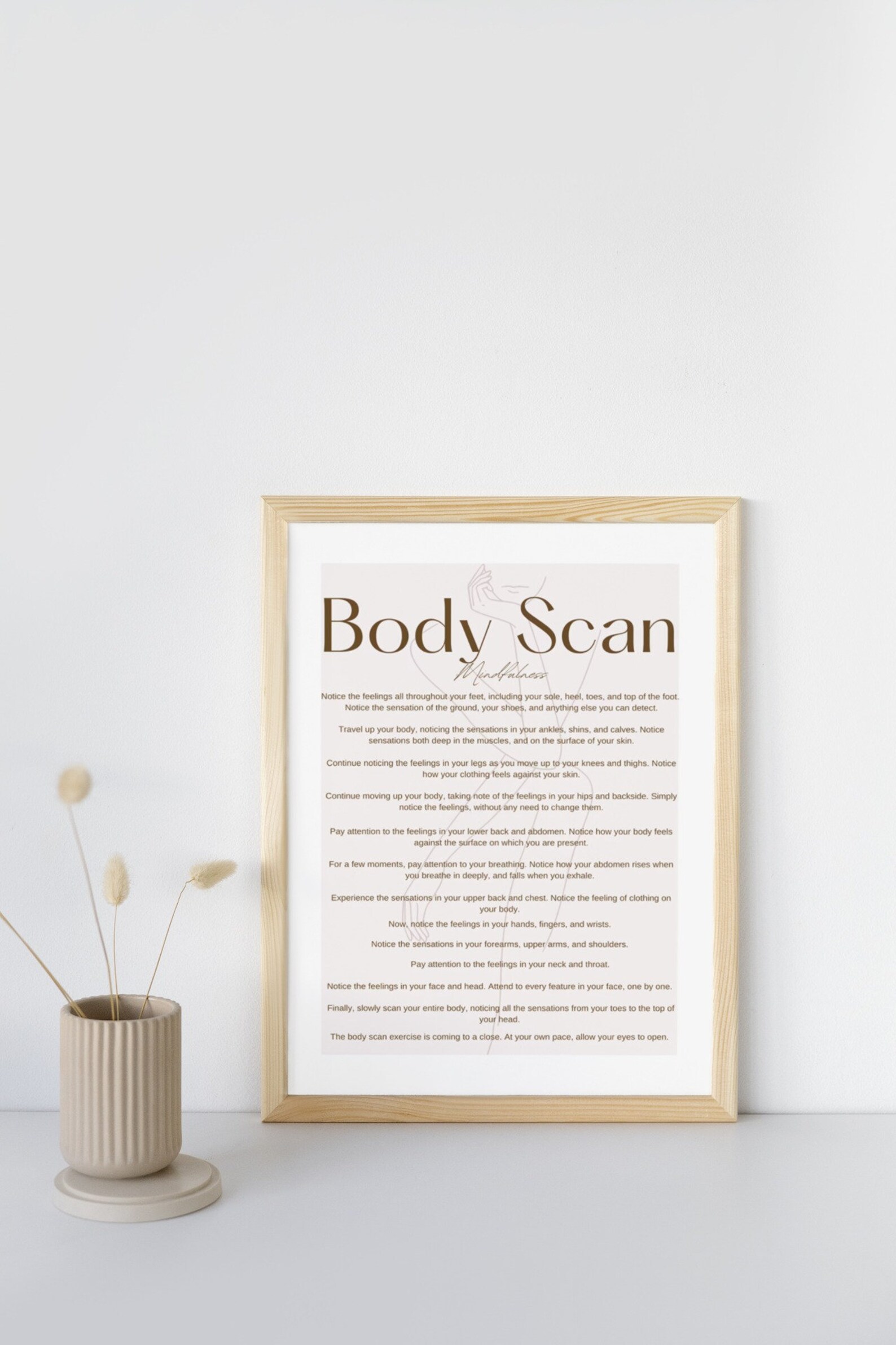 Body Scan Mindfulness Exercise Body Scan Wall Art Worksheet Relaxation ...