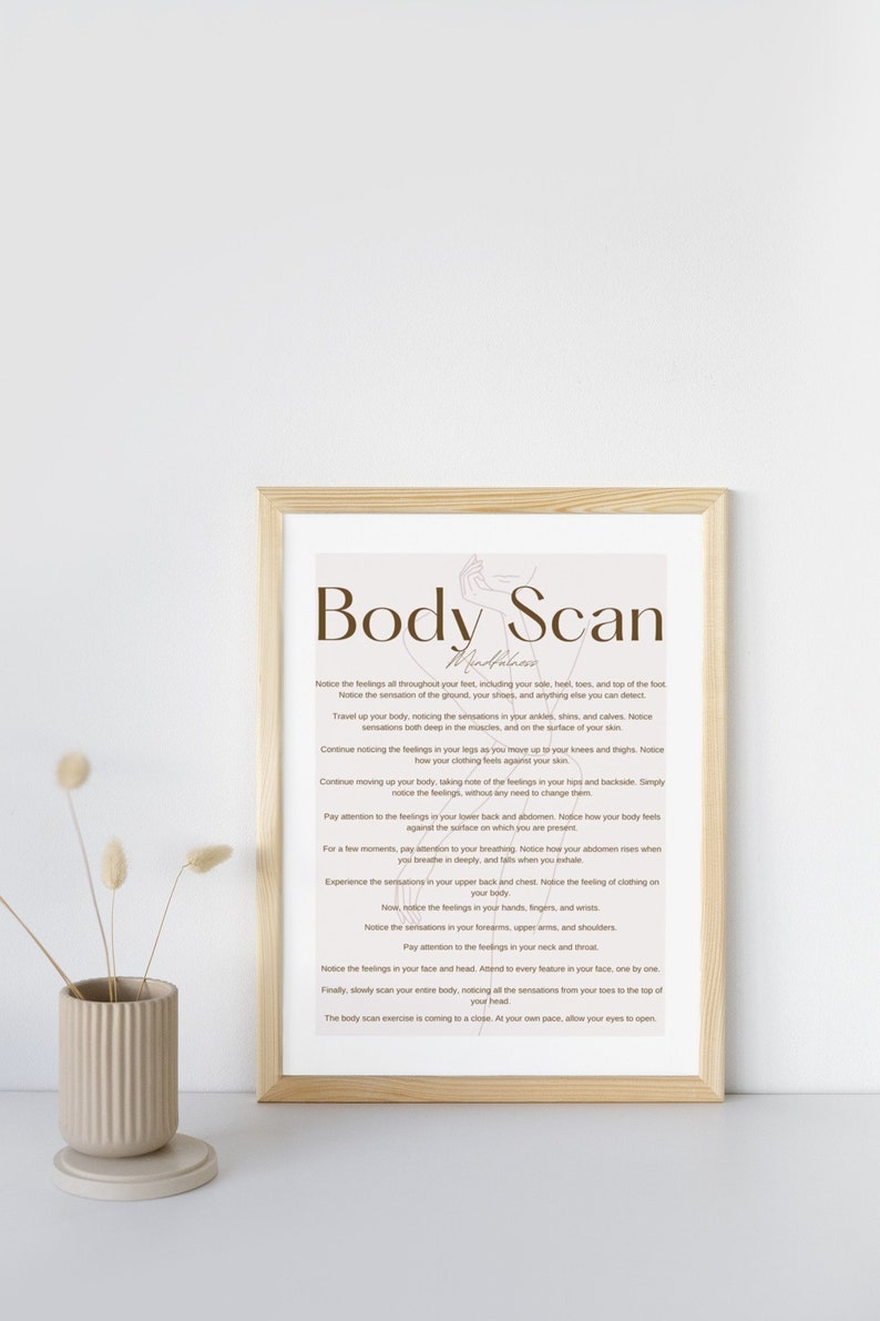 Body Scan Mindfulness Exercise Body Scan Wall Art Worksheet Relaxation ...