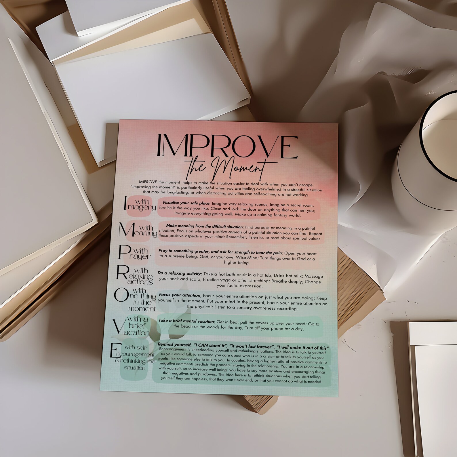 DBT IMPROVE the Moment | Distress Tolerance | Crisis Survival Skill ...