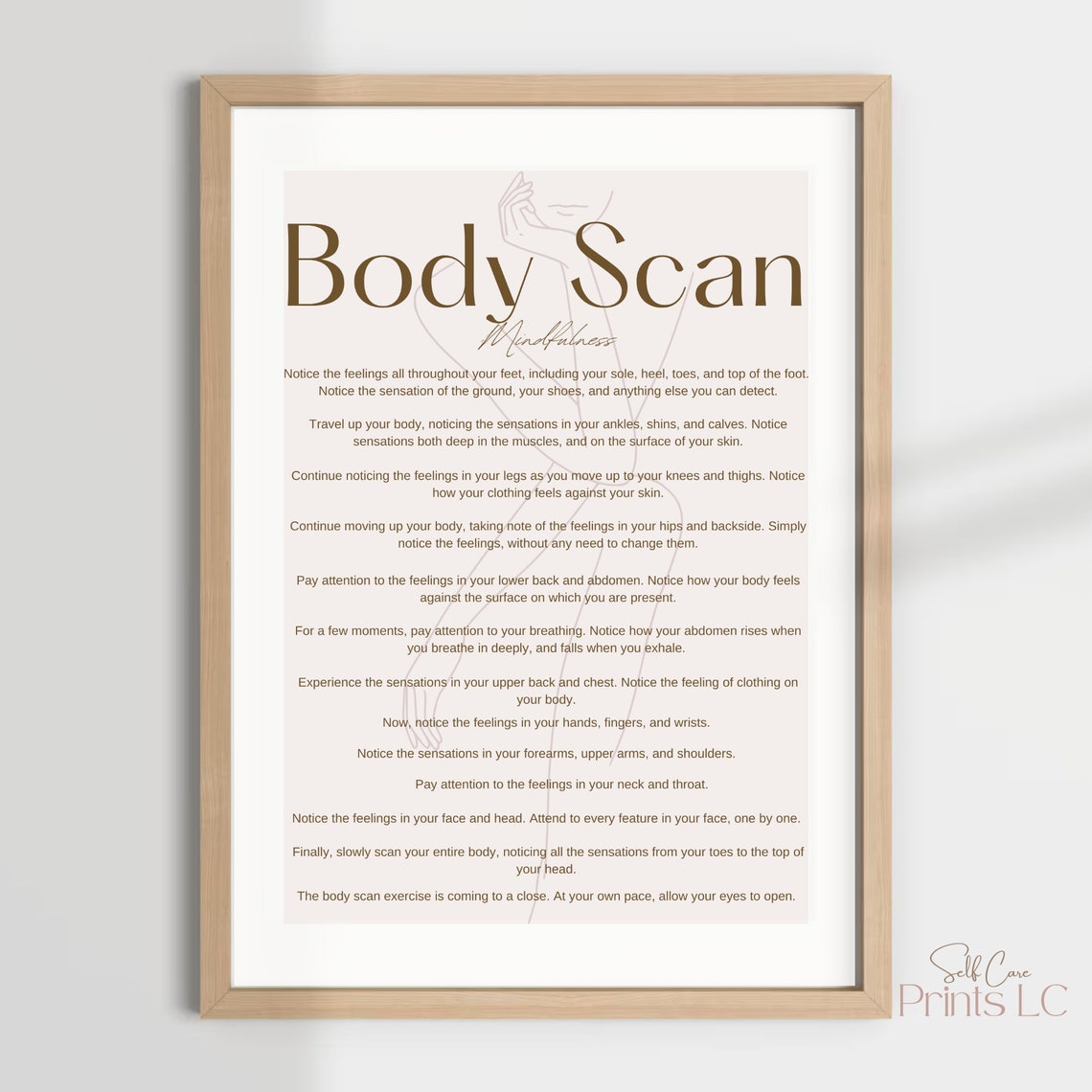 Body Scan Mindfulness Exercise Body Scan Wall Art Worksheet Relaxation ...