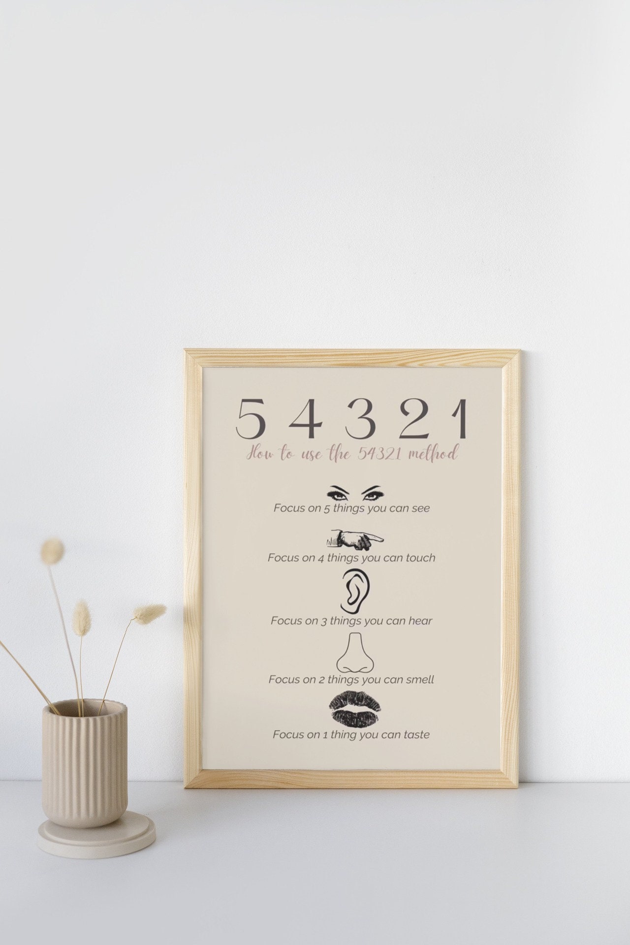 54321 Mindfulness Poster | 5 Senses Grounding Technique | Anxiety ...