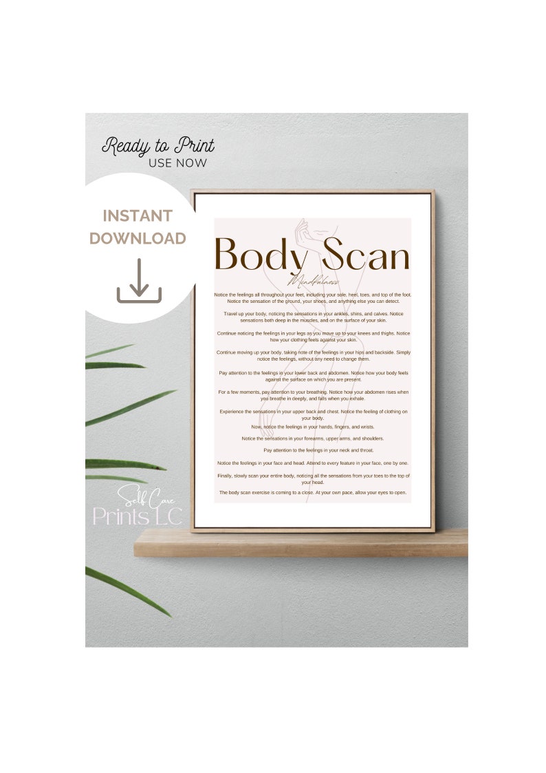 Body Scan Mindfulness Exercise Body Scan Wall Art Worksheet Relaxation ...