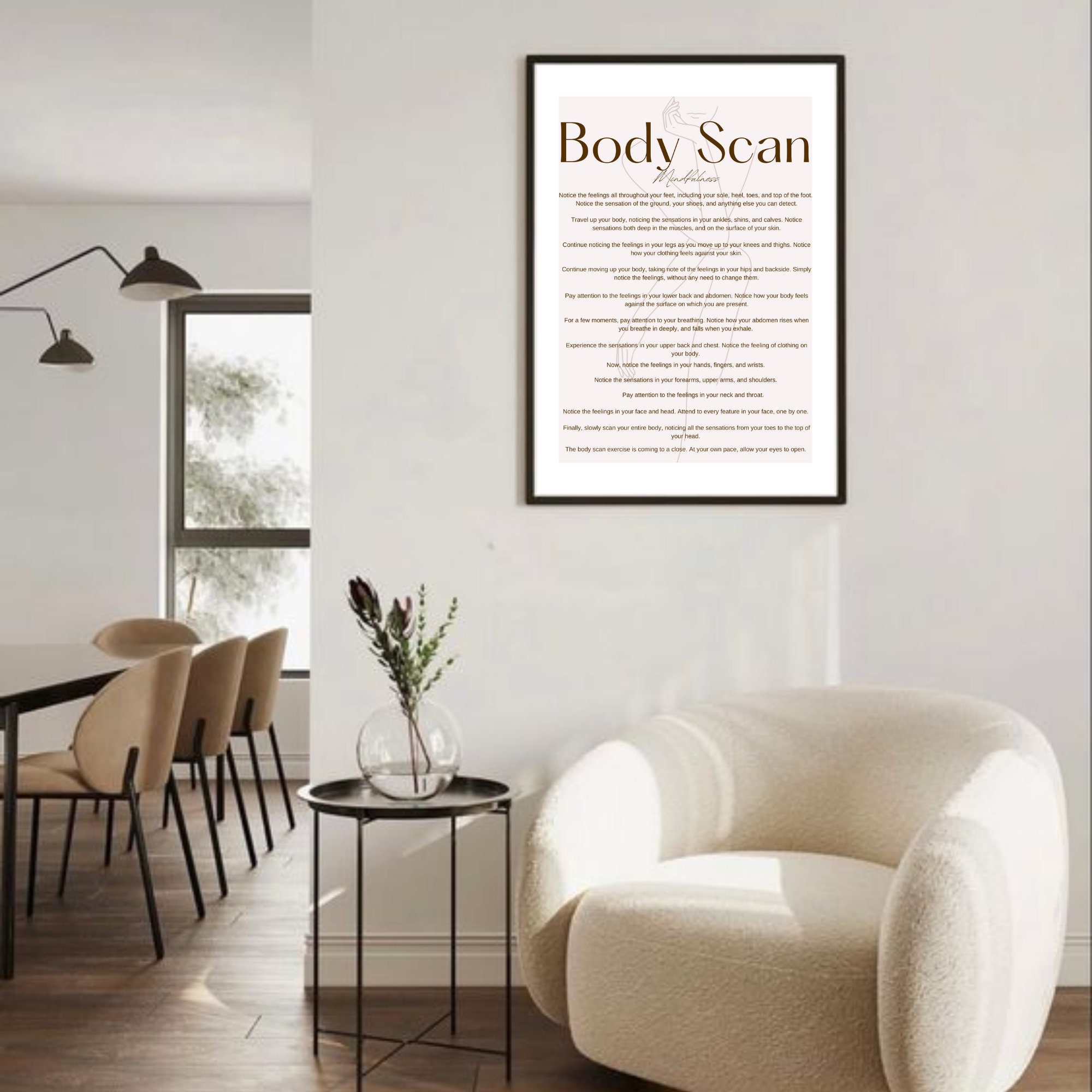 Body Scan Mindfulness Exercise Body Scan Wall Art Worksheet Relaxation ...