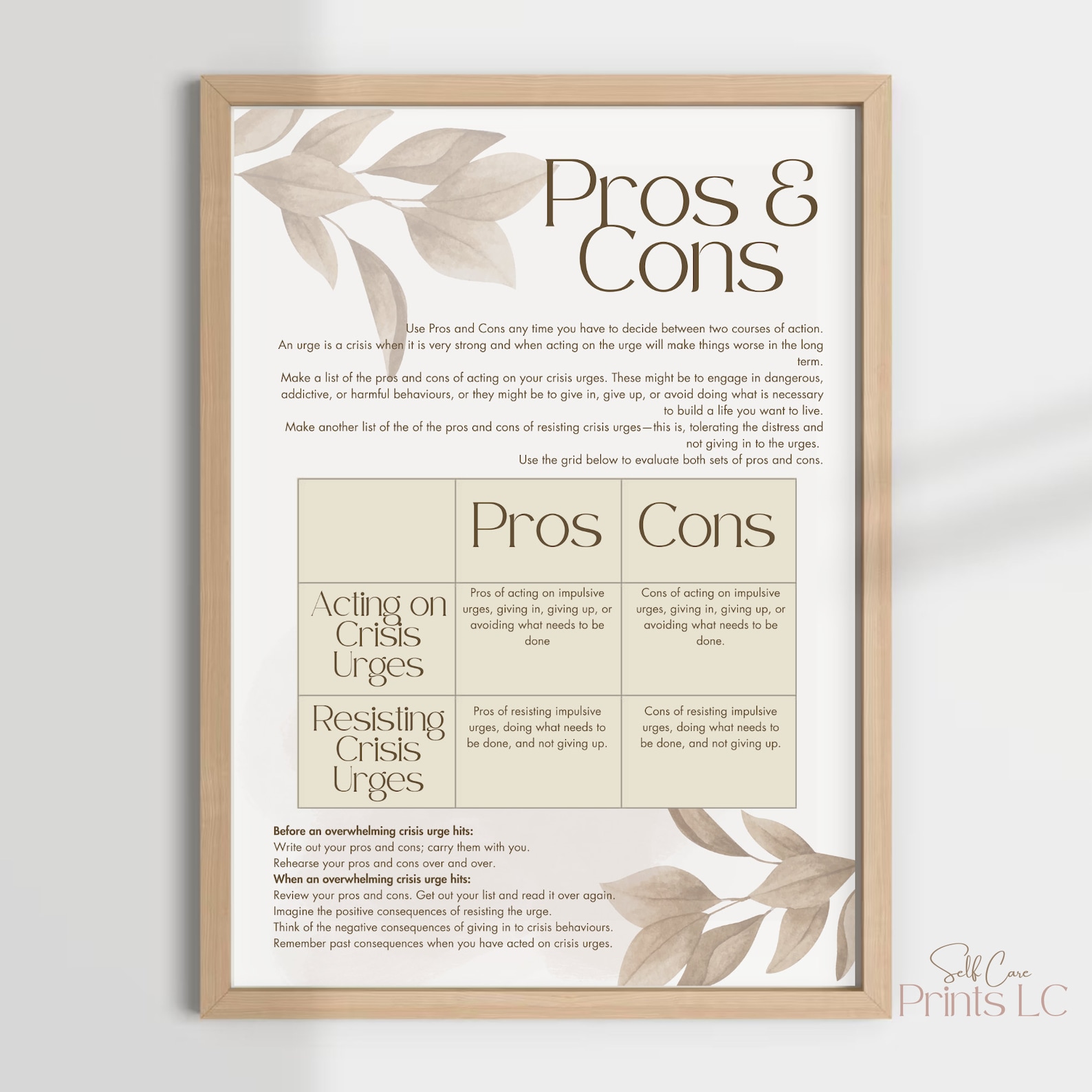 Pros & Cons Poster | Worksheet | DBT | Dialectical Behaviour Therapy ...